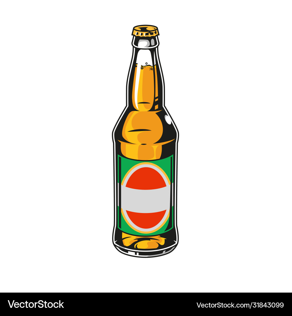 Glass bottle full lager beer Royalty Free Vector Image