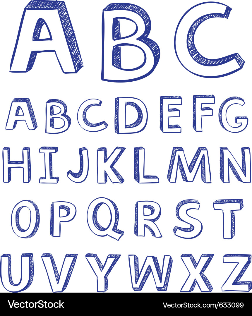 Hand drawing alphabet for design Royalty Free Vector Image