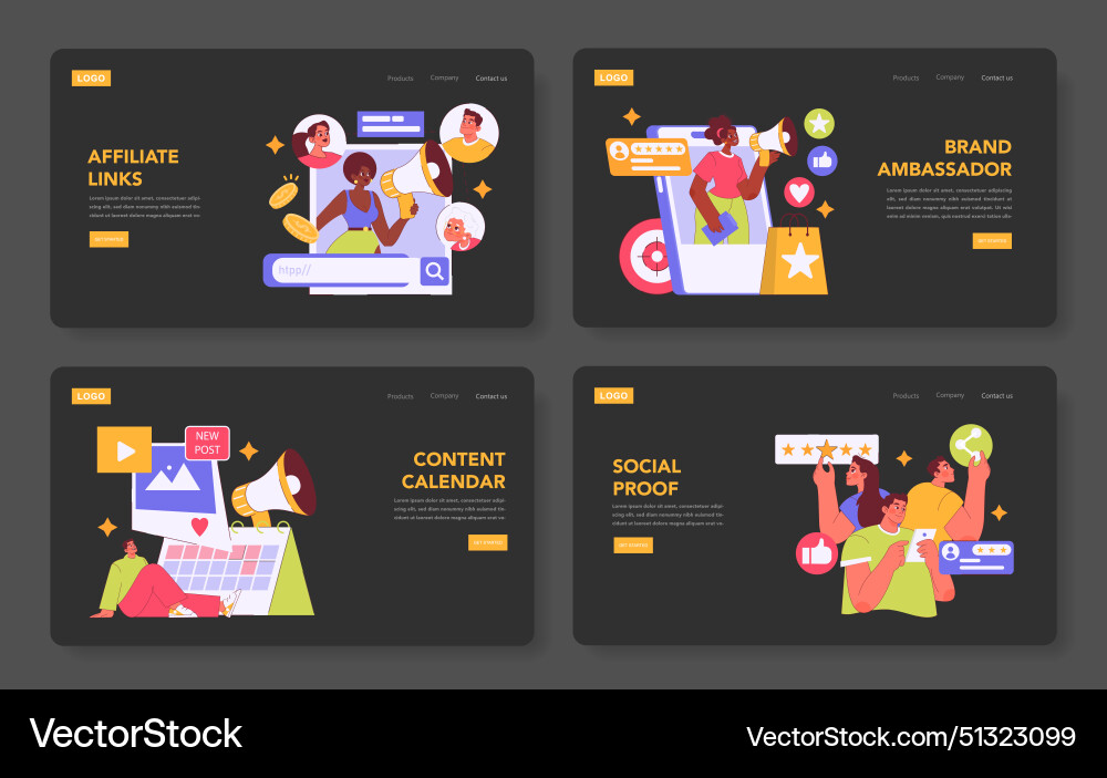 Influencer marketing flat Royalty Free Vector Image
