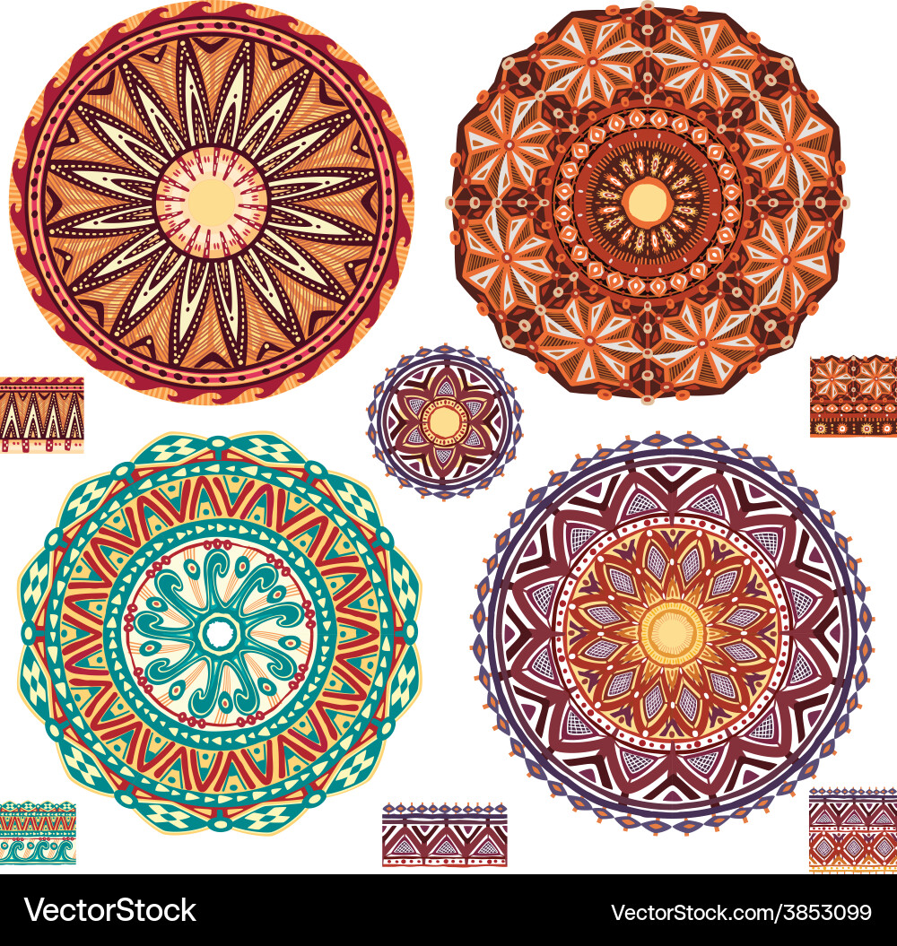 Intricate Geometric Mandala Patterns Royalty Free Vector