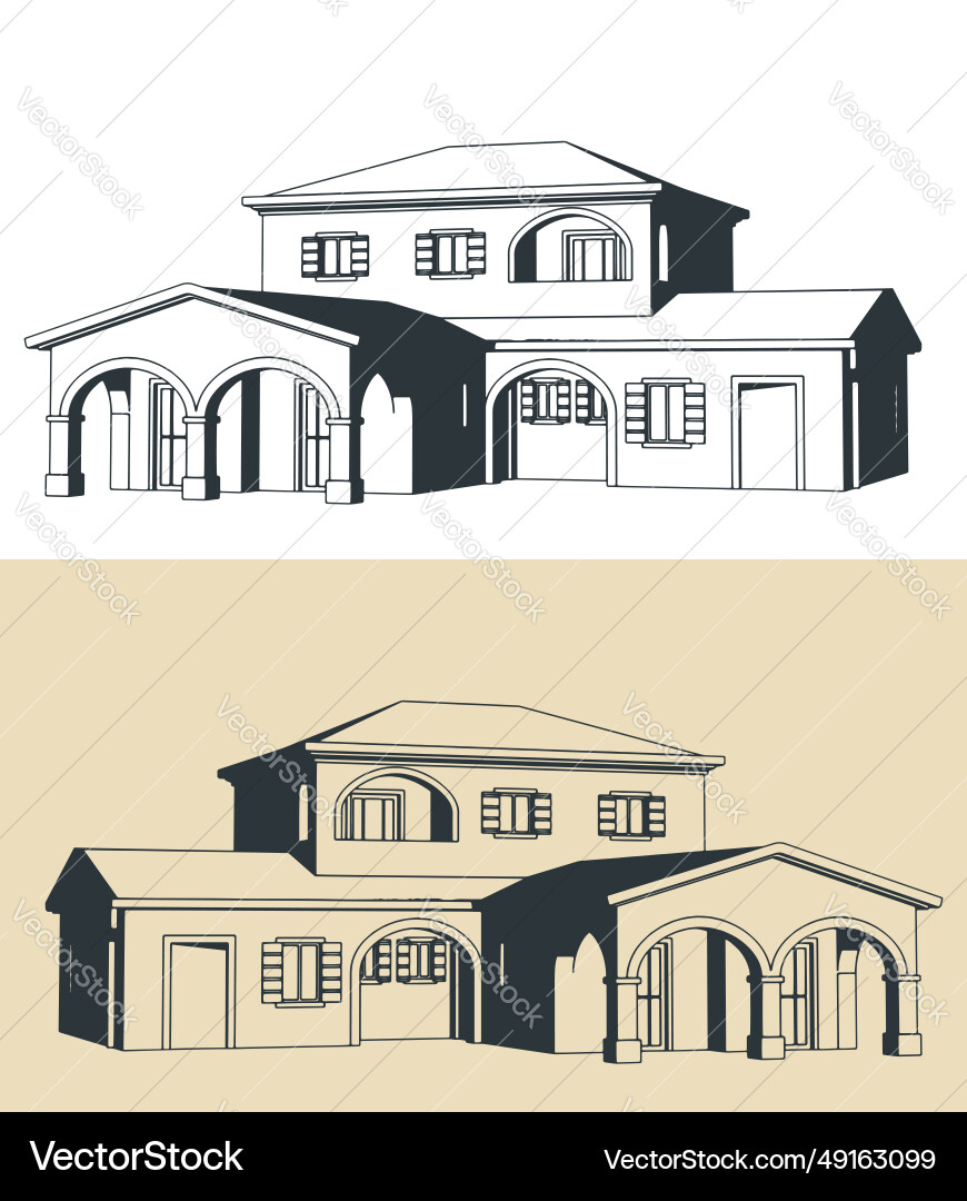 Mediterranean style mansion Royalty Free Vector Image