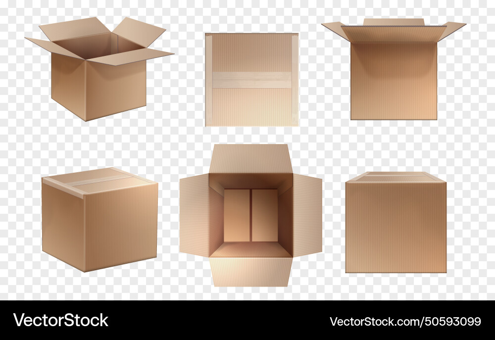 Realistic cardboard transparent set Royalty Free Vector