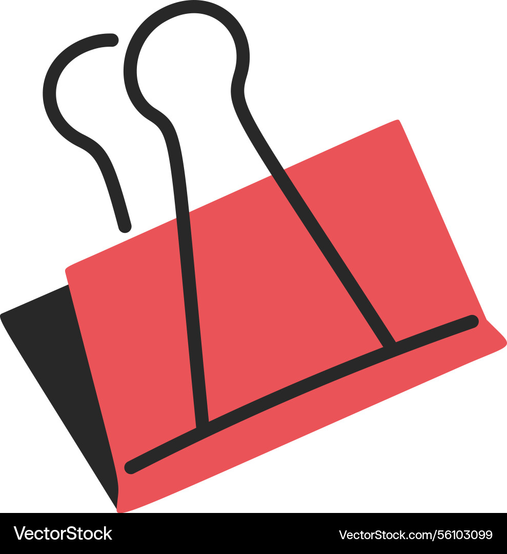 Red paper clip hand-drawn doodle Royalty Free Vector Image