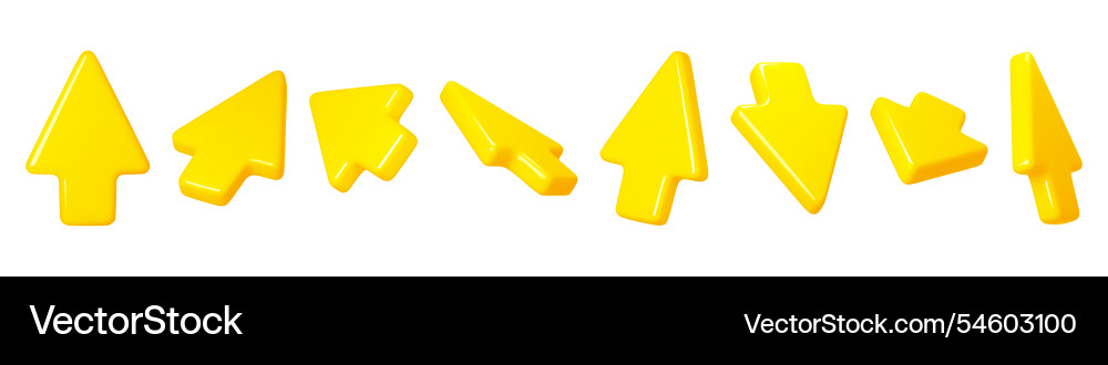 3d click cursors three dimensional objects Vector Image