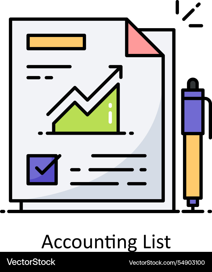Accounting list outline icon Royalty Free Vector Image