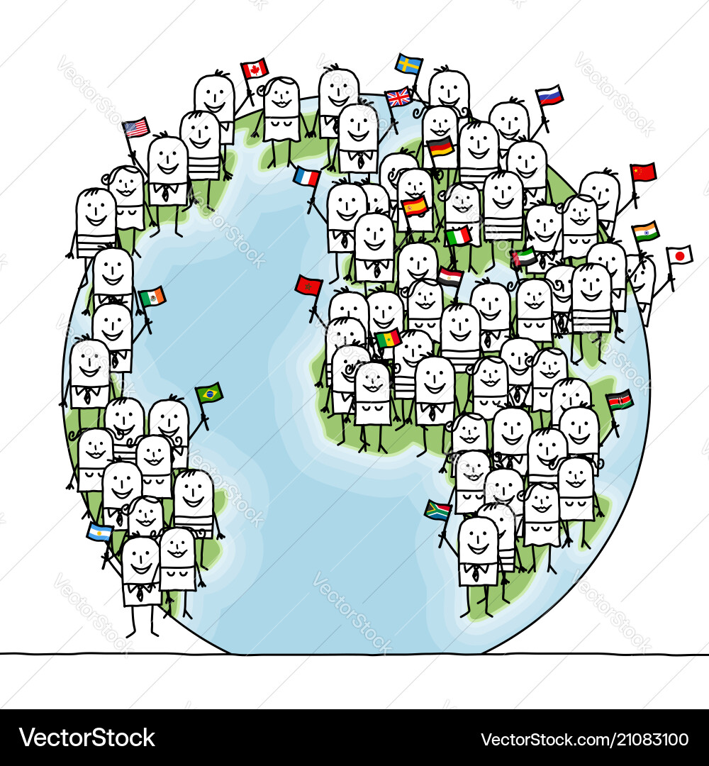 Cartoon world people with flags Royalty Free Vector Image