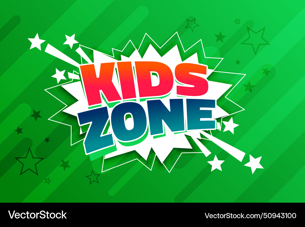 Comic style kids playtime zone banner for boys Vector Image