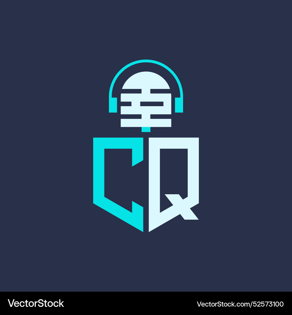 Cq microphone logo design for audio music Vector Image