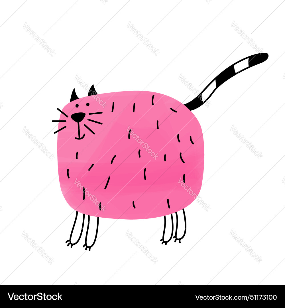 Cute beautiful cartoon comic kawaii pink round Vector Image