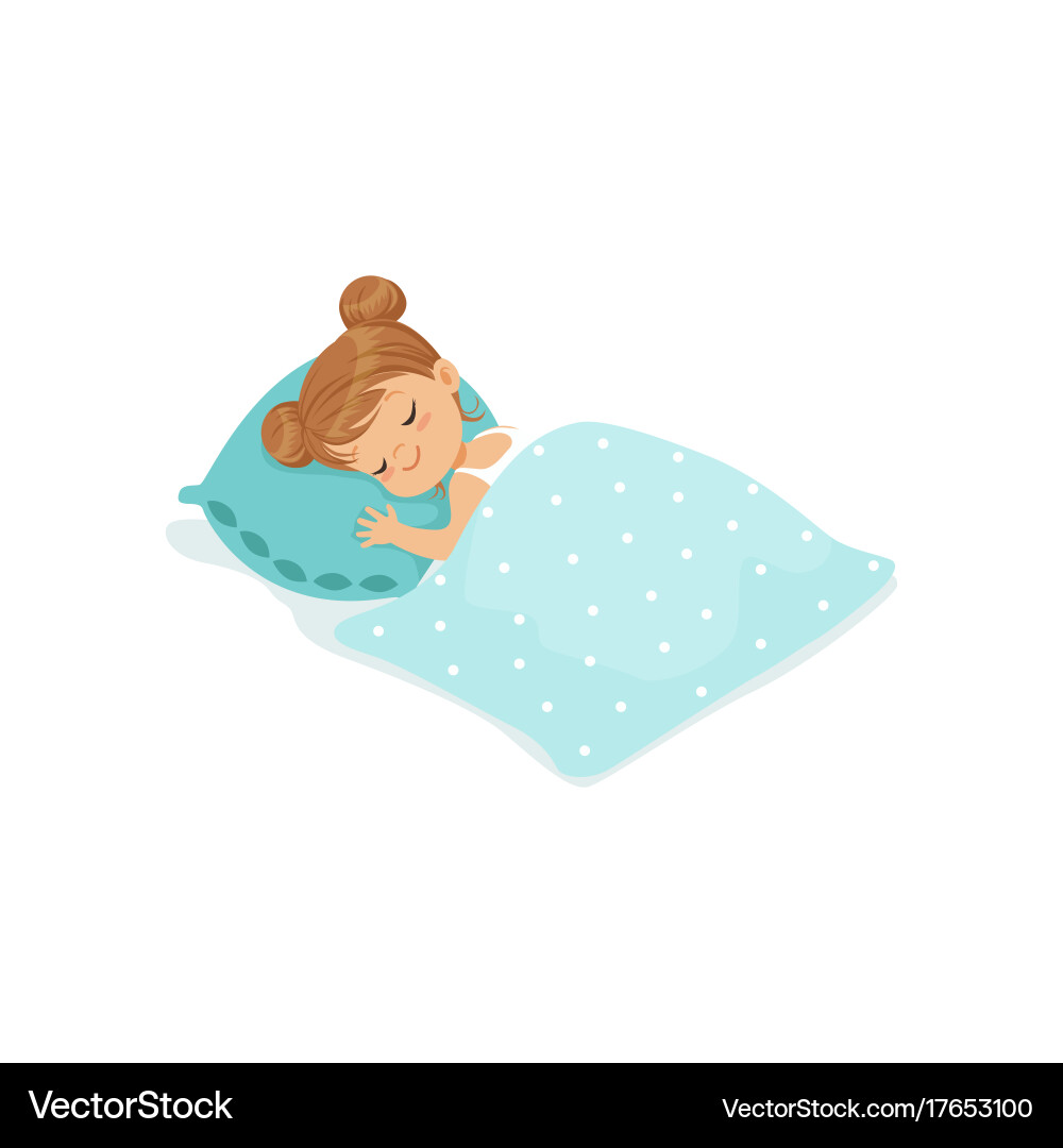 Cute Girl Sleeping on Bed Royalty Free Vector Image