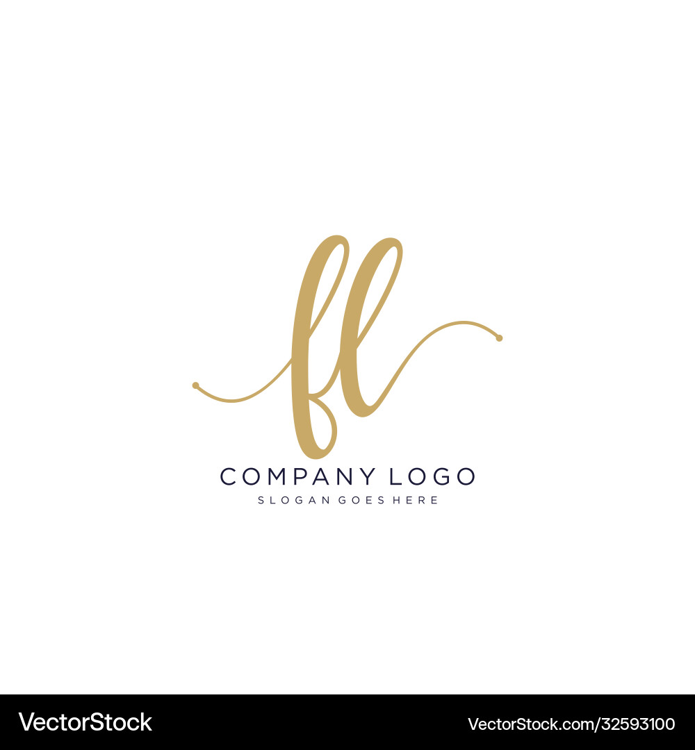 Fl initial handwriting logo design Royalty Free Vector Image