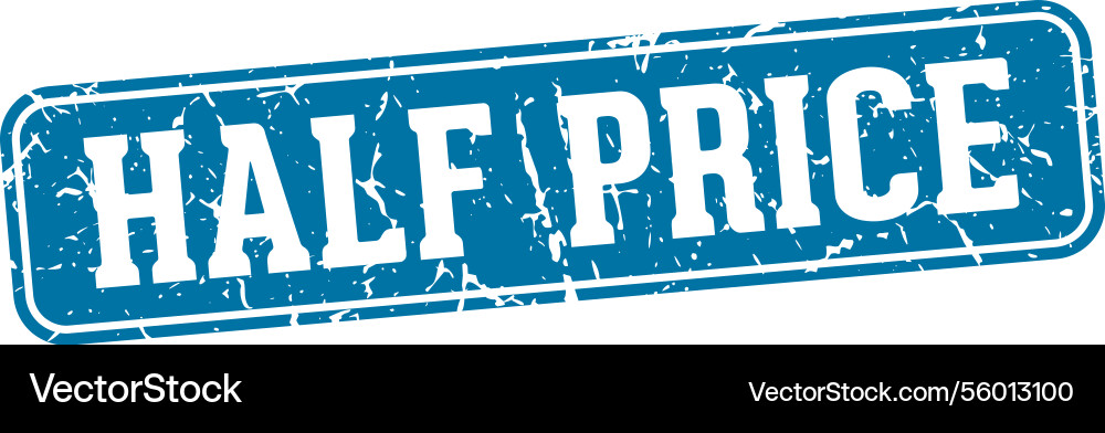 Half price rectangular sign stamp Royalty Free Vector Image