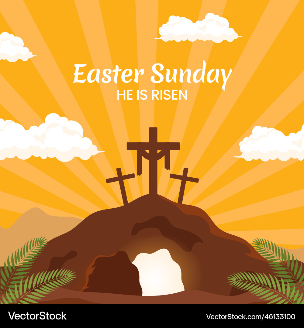 Happy easter sunday day social media background Vector Image