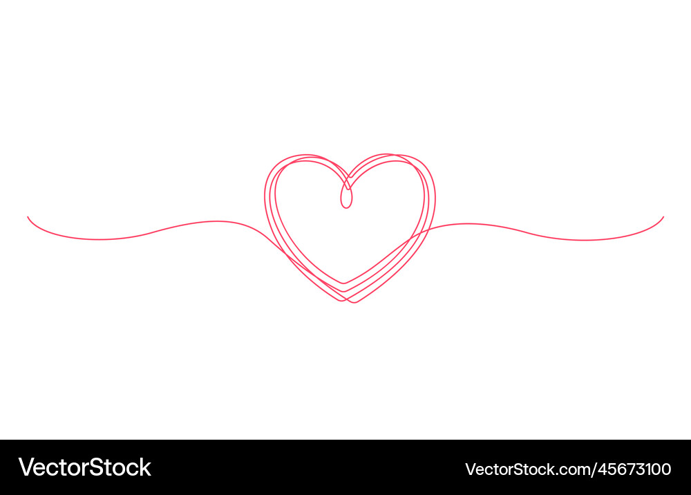 Heart one line drawing decoration Royalty Free Vector Image