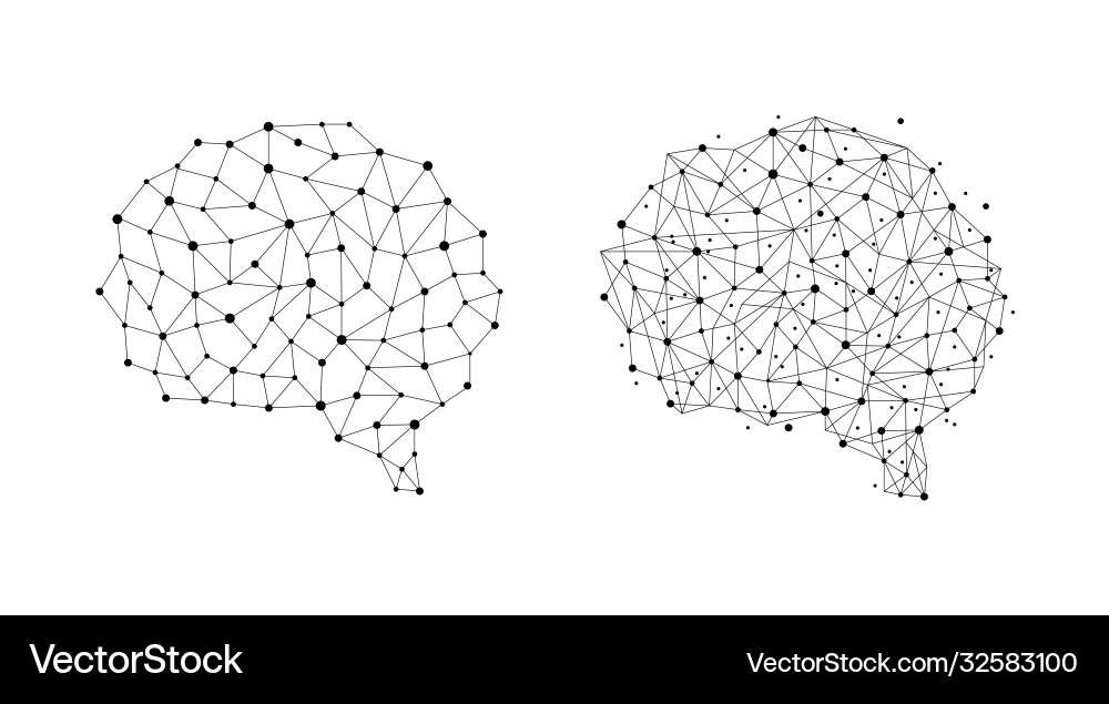 Human brain from nodes and connections as a symbol