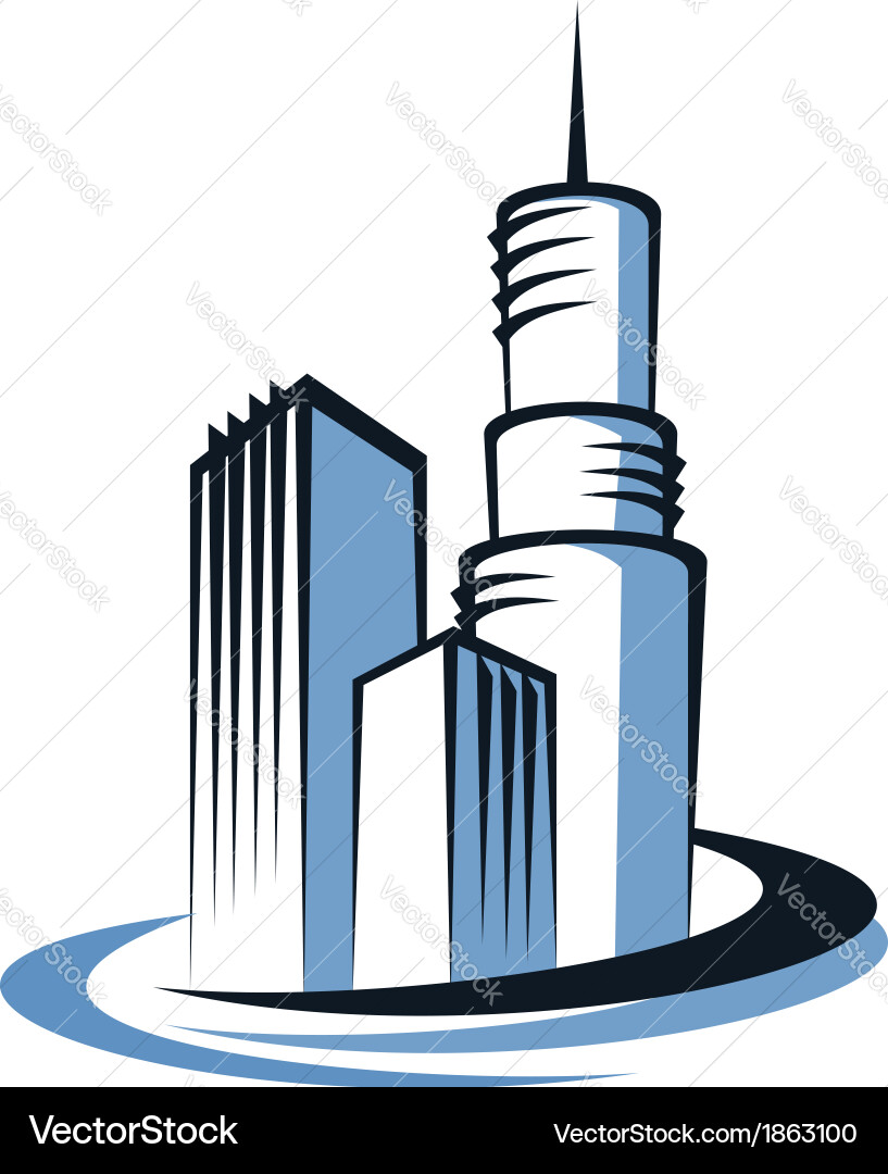 Modern city and communications tower Royalty Free Vector