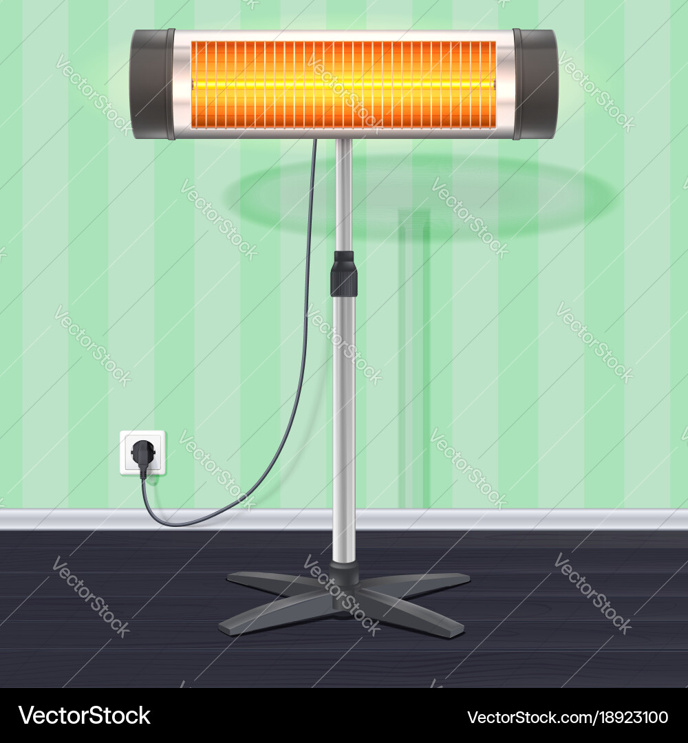 Quartz halogen heater with the glowing lamp Vector Image