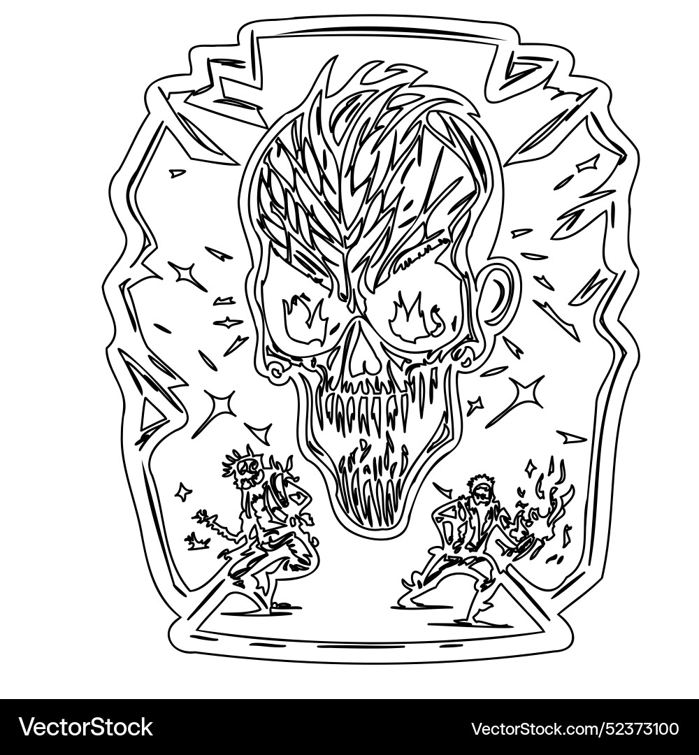 Zombie scary outline sketch Royalty Free Vector Image
