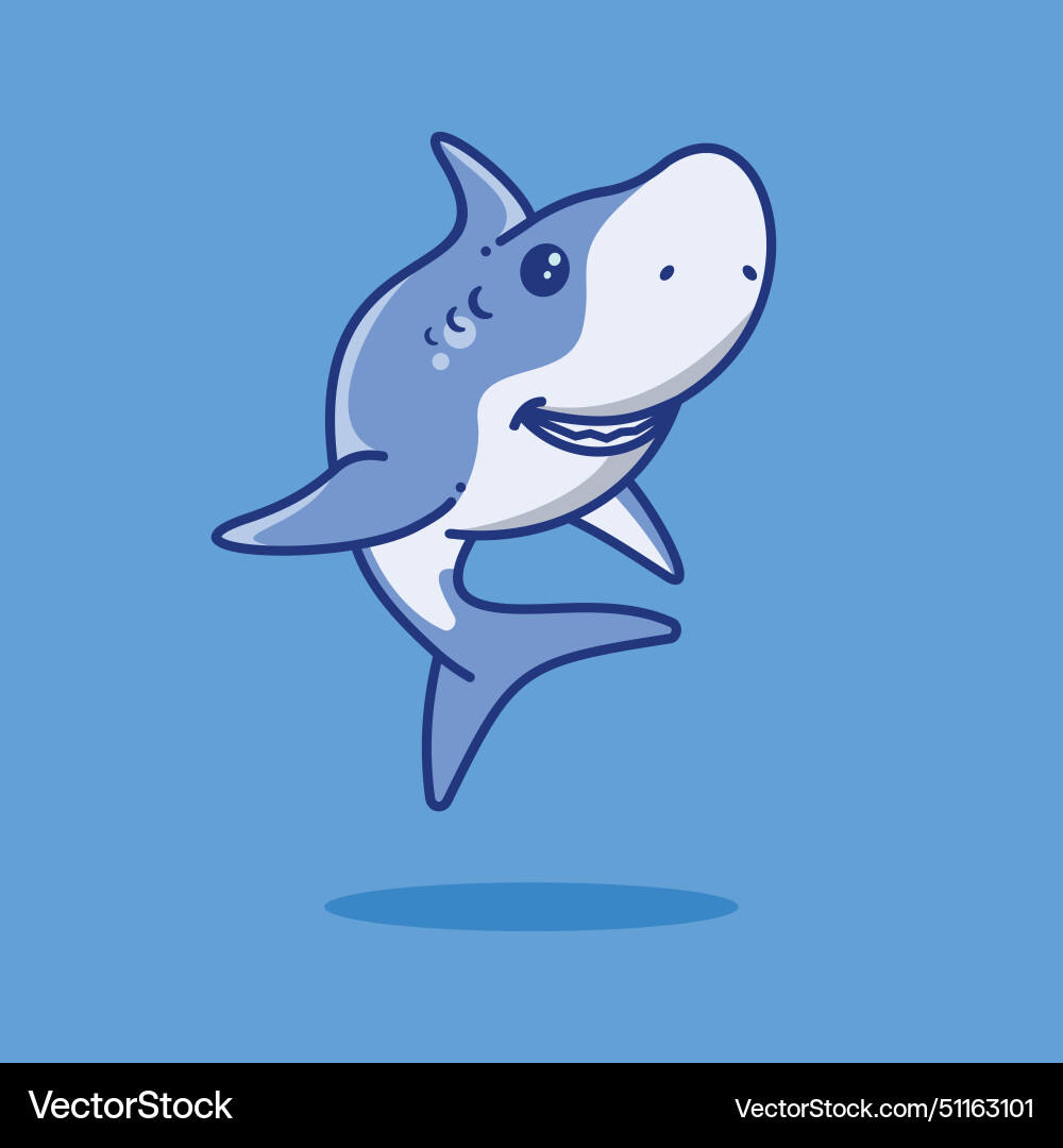 Blue shark swimming cartoon Royalty Free Vector Image