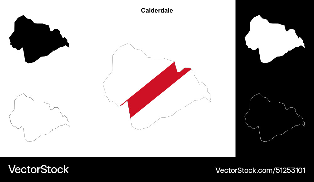 Calderdale outline map Royalty Free Vector Image
