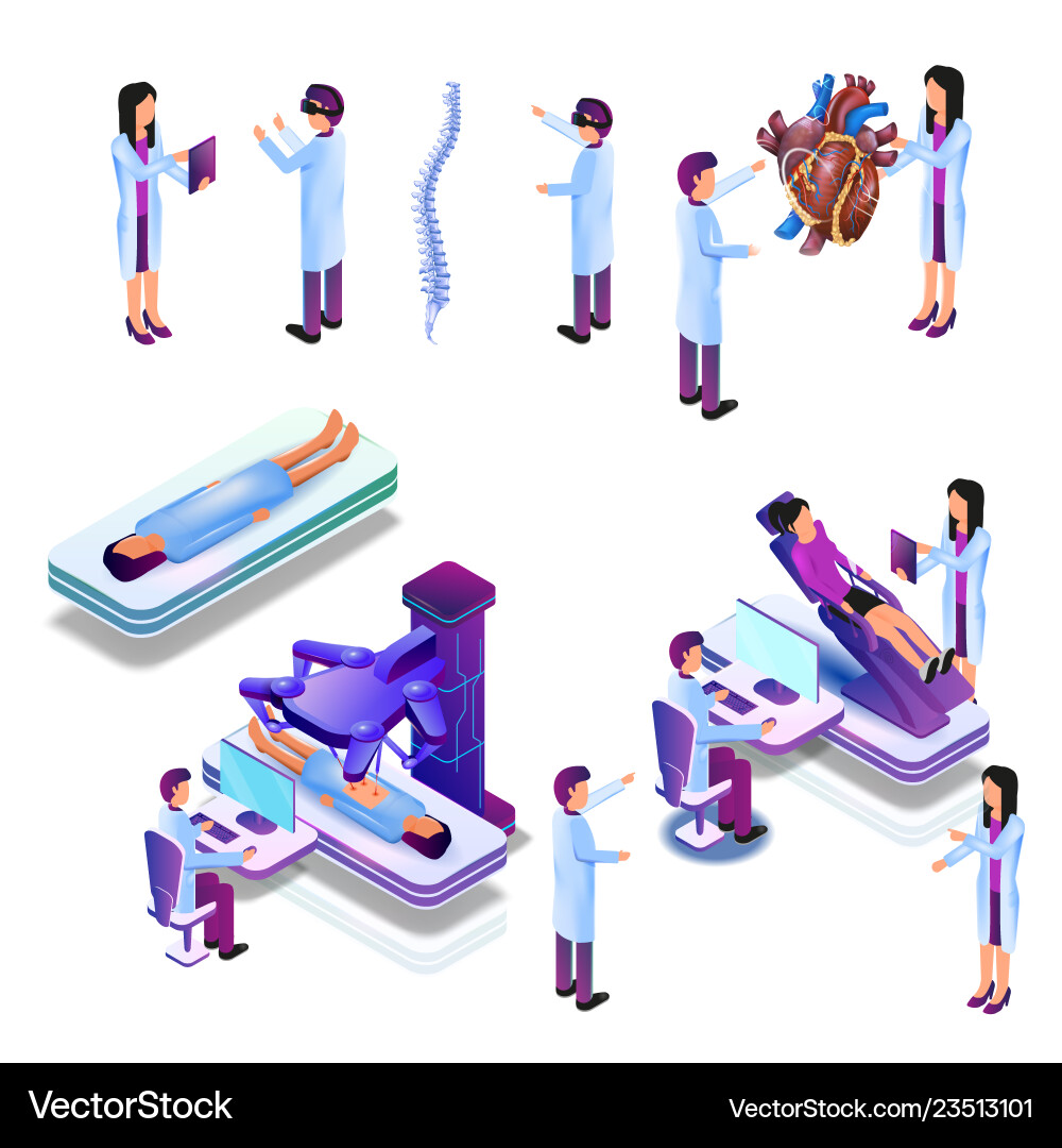 Group doctor in process virtual medical research Vector Image