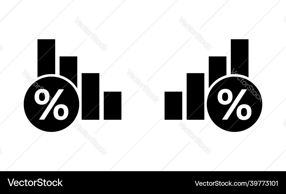 Growth fall down up percent rate graph bar Vector Image