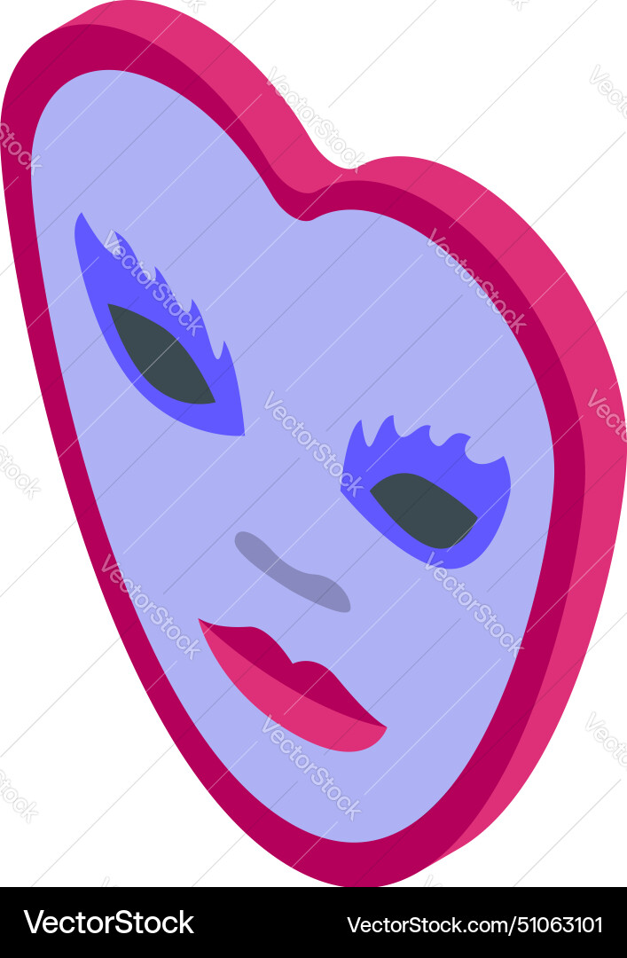 Heart shape mask icon isometric fashion Royalty Free Vector