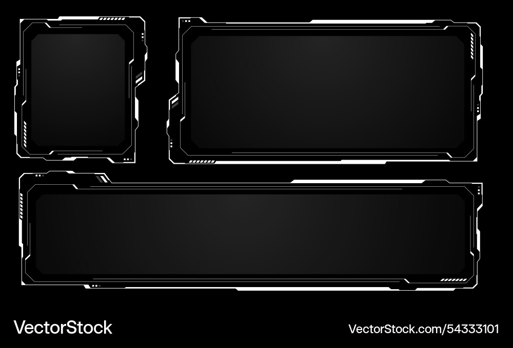 Hud set frames white grey user interface elements Vector Image