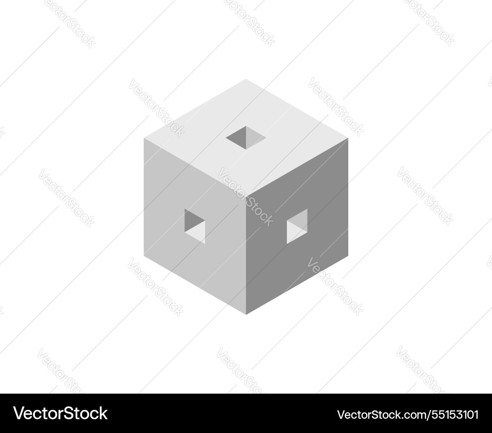 Isometric cube with square cutouts minimalist Vector Image