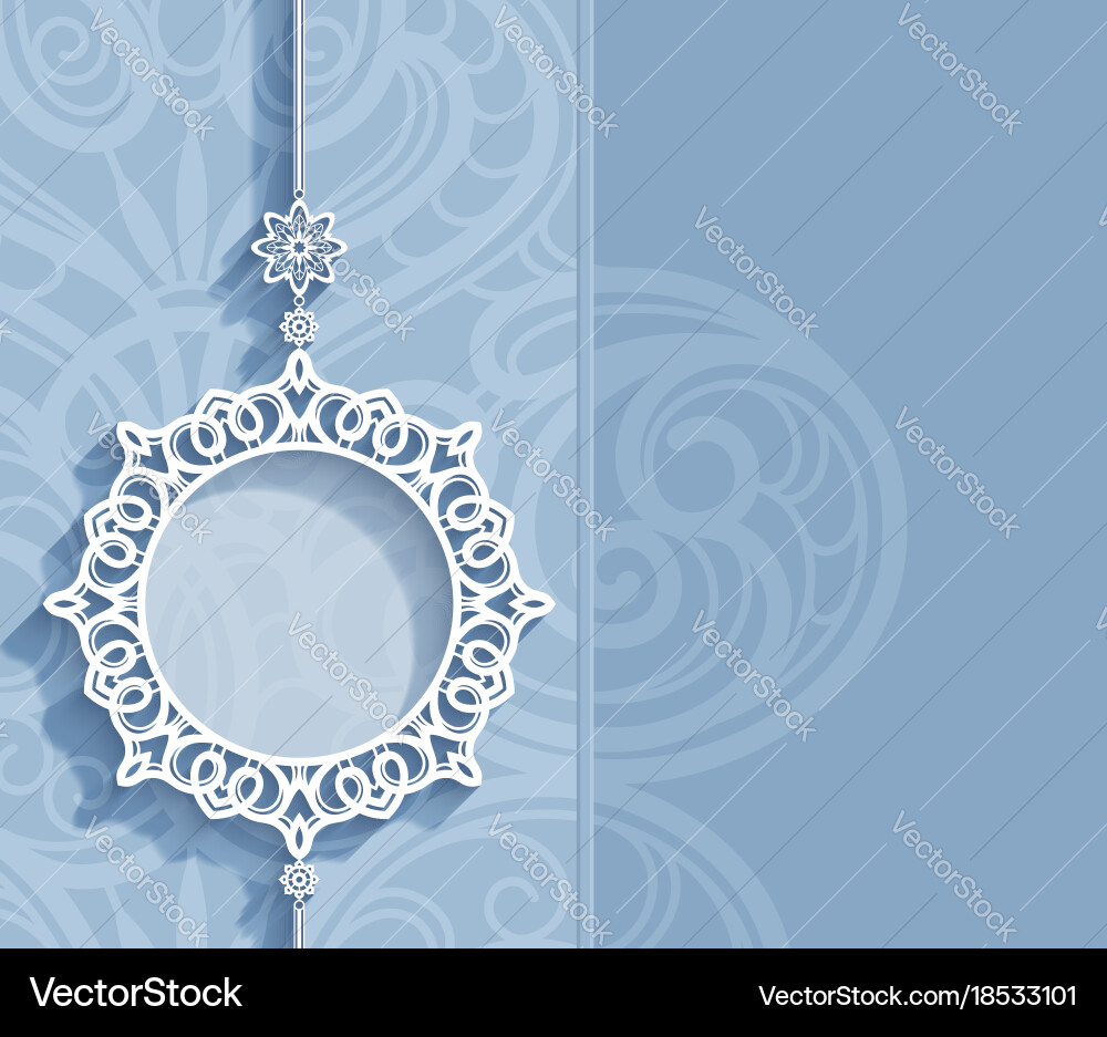 Lace Round Frame with Blue Background Royalty Free Vector