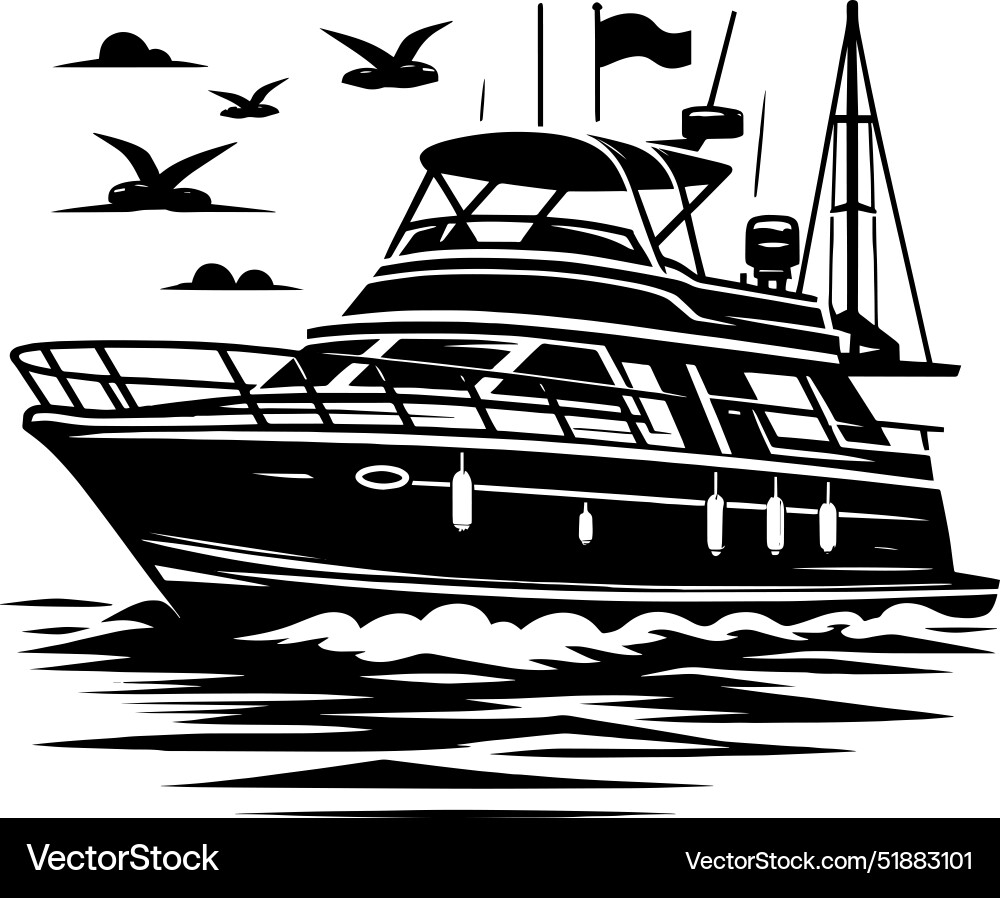 Modern luxury yacht ship silhouette isolated Vector Image
