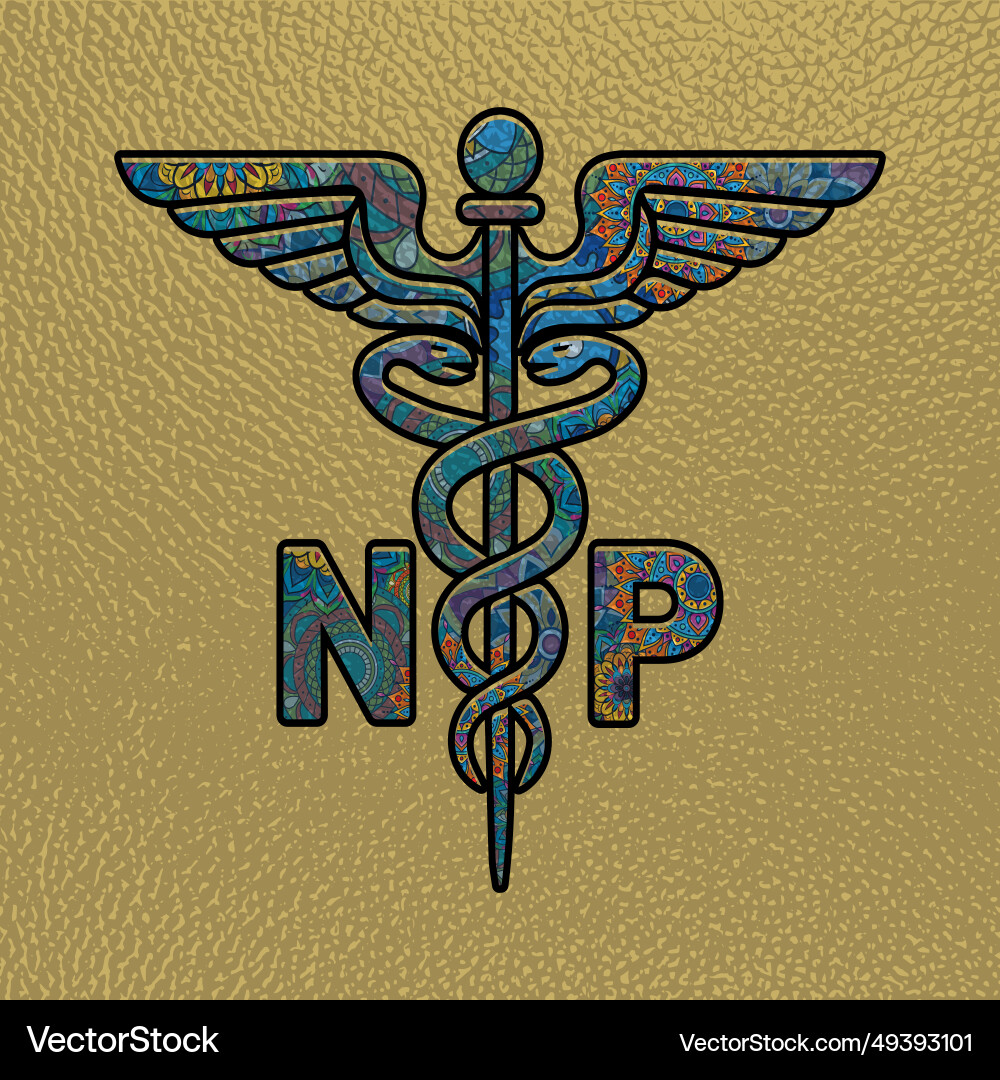 Np nurse medical symbol caduceus Royalty Free Vector Image