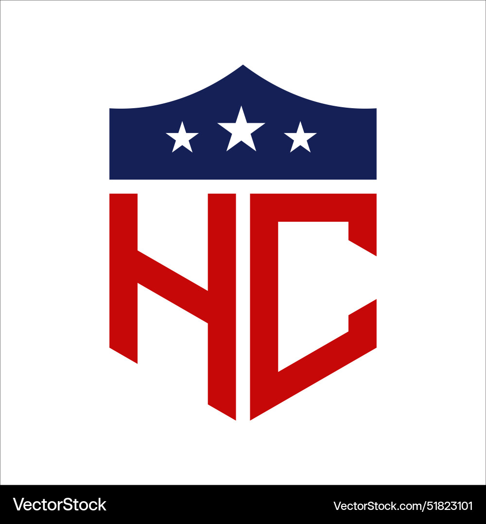 Patriotic hc logo design letter Royalty Free Vector Image
