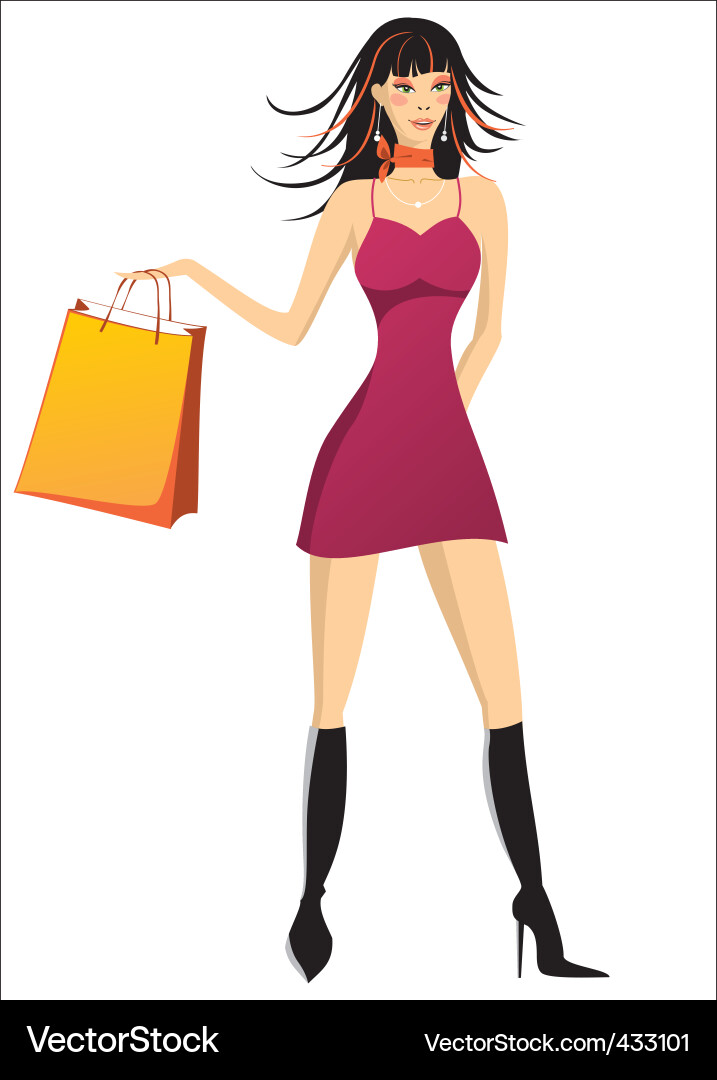 Shopping girl Royalty Free Vector Image - VectorStock