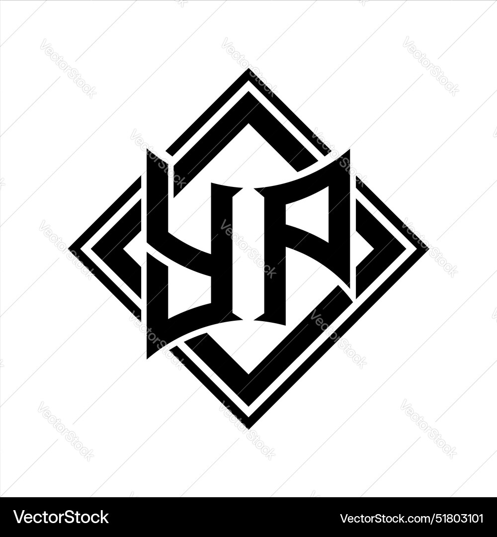 Yp letter logo with abstract shield shape Vector Image