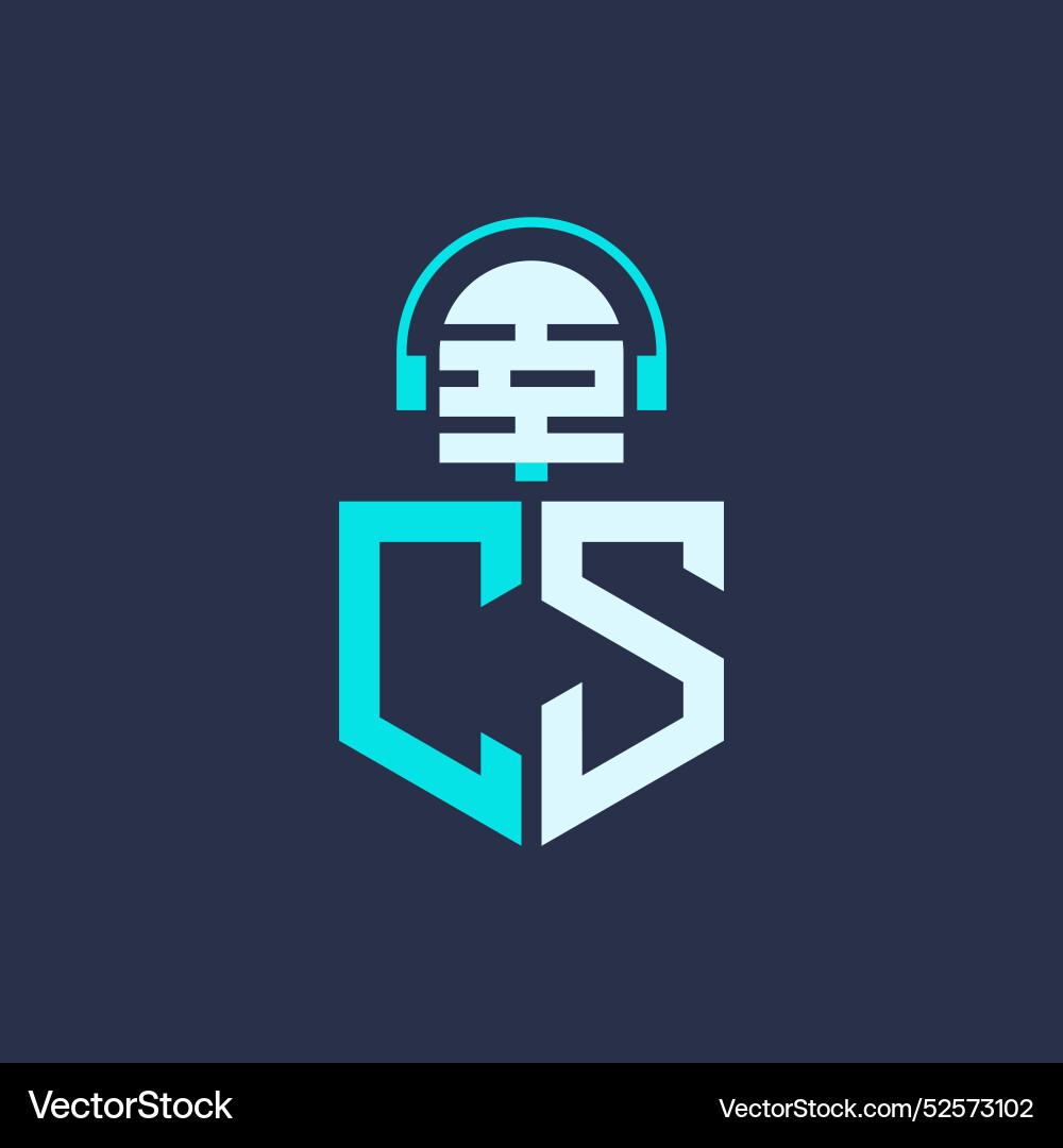 Cs microphone logo design for audio music Vector Image