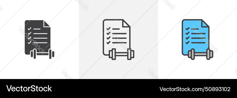 Fitness plan icon set workout exercise nutrition Vector Image