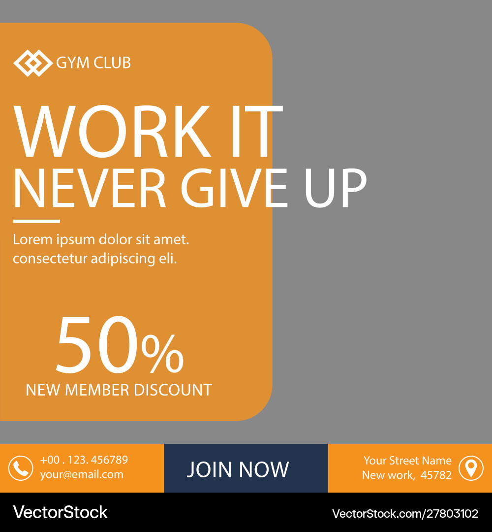 Gym post banner template social media Royalty Free Vector