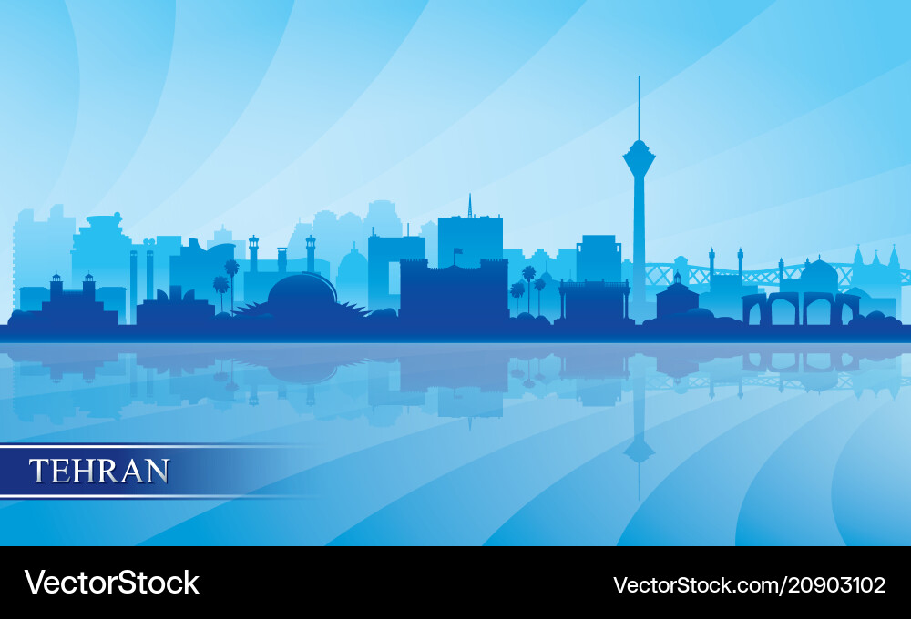 Tehran city skyline silhouette background Vector Image