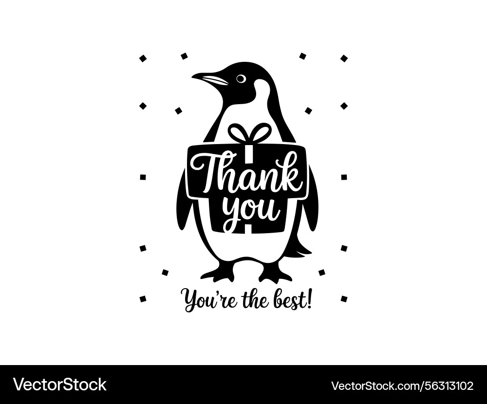 Thank You Penguin with Sign Royalty Free Vector Image