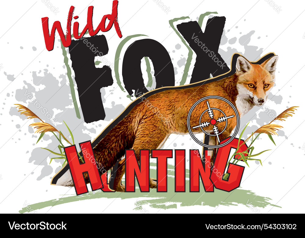 Wild fox hunting Royalty Free Vector Image - VectorStock