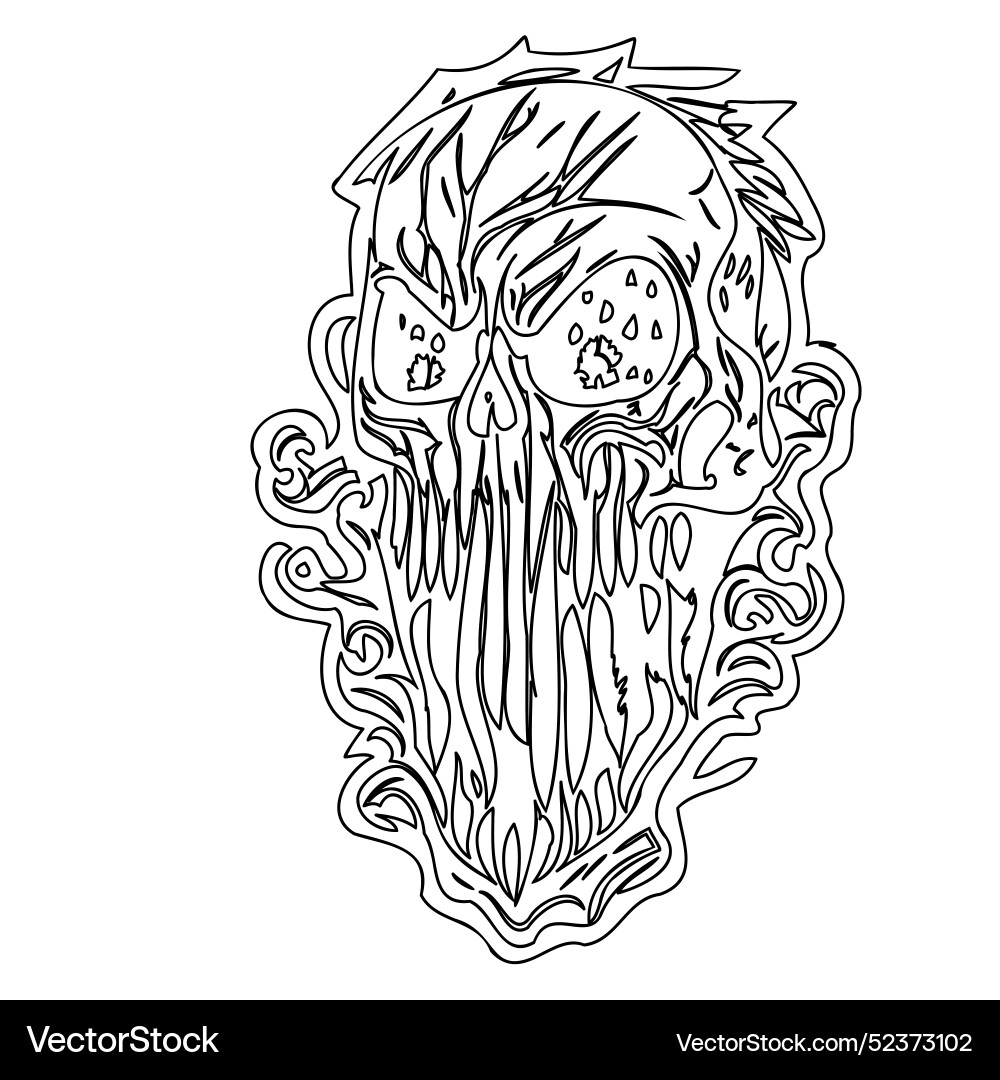 Zombie scary outline sketch Royalty Free Vector Image