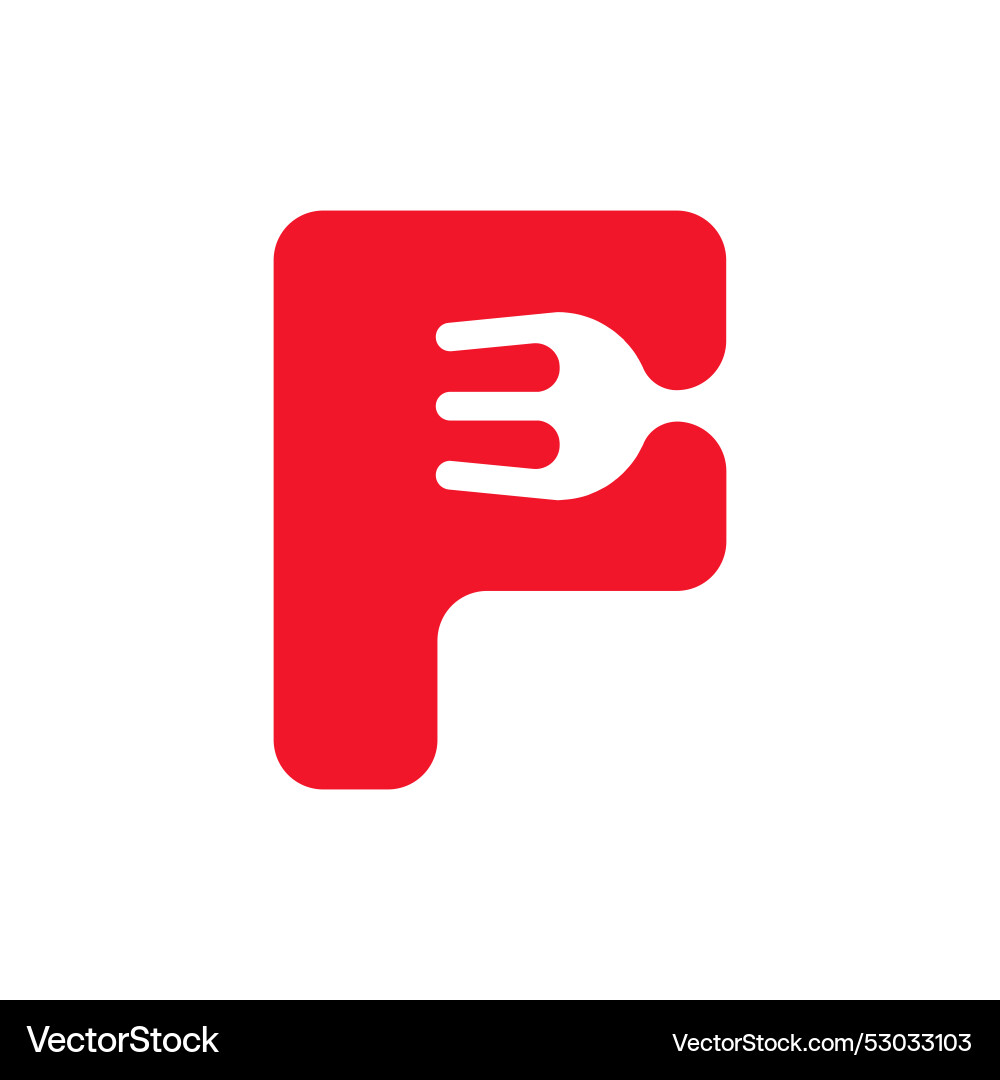 F letter mark fork food restaurant logo design Vector Image
