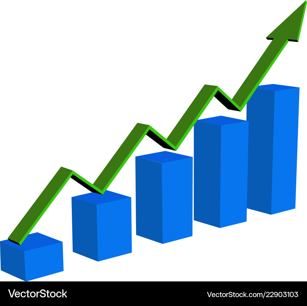 Financial trend up going 3d arrow graph Royalty Free Vector