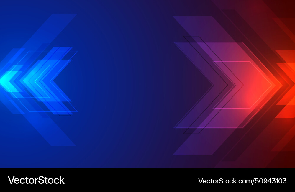 Glowing red and blue arrow background design Vector Image
