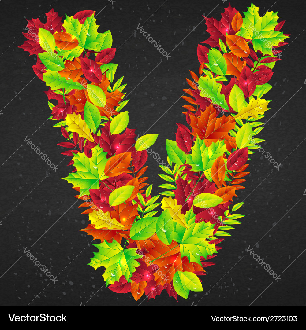 Letters of autumn leaves Royalty Free Vector Image