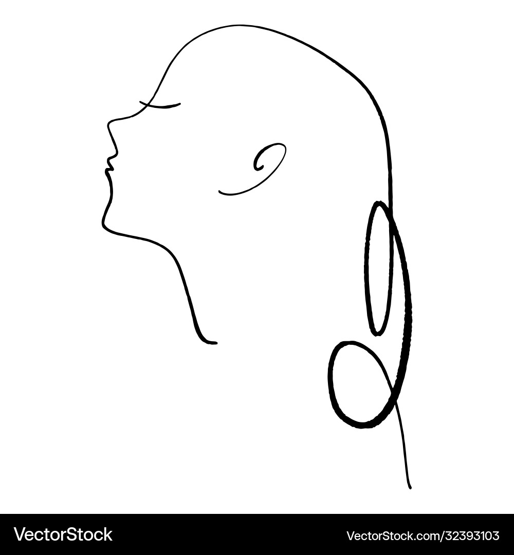 Line art girl profile continuous drawing Vector Image