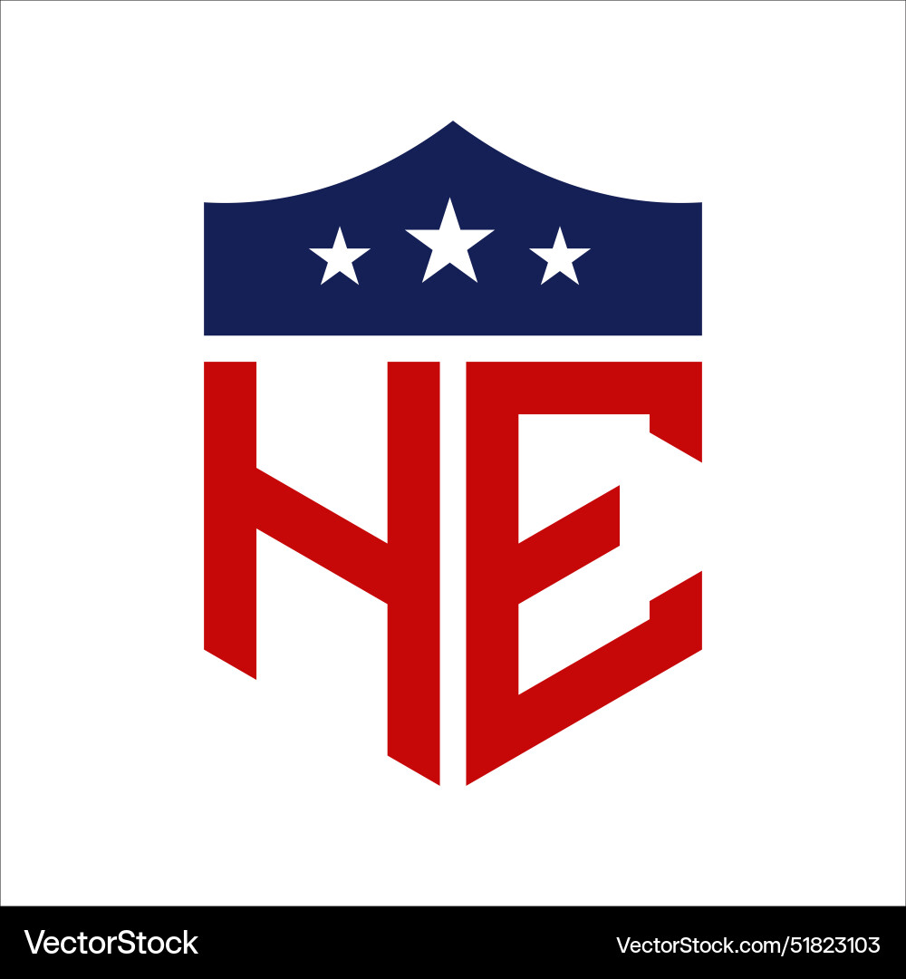 Patriotic he logo design letter Royalty Free Vector Image