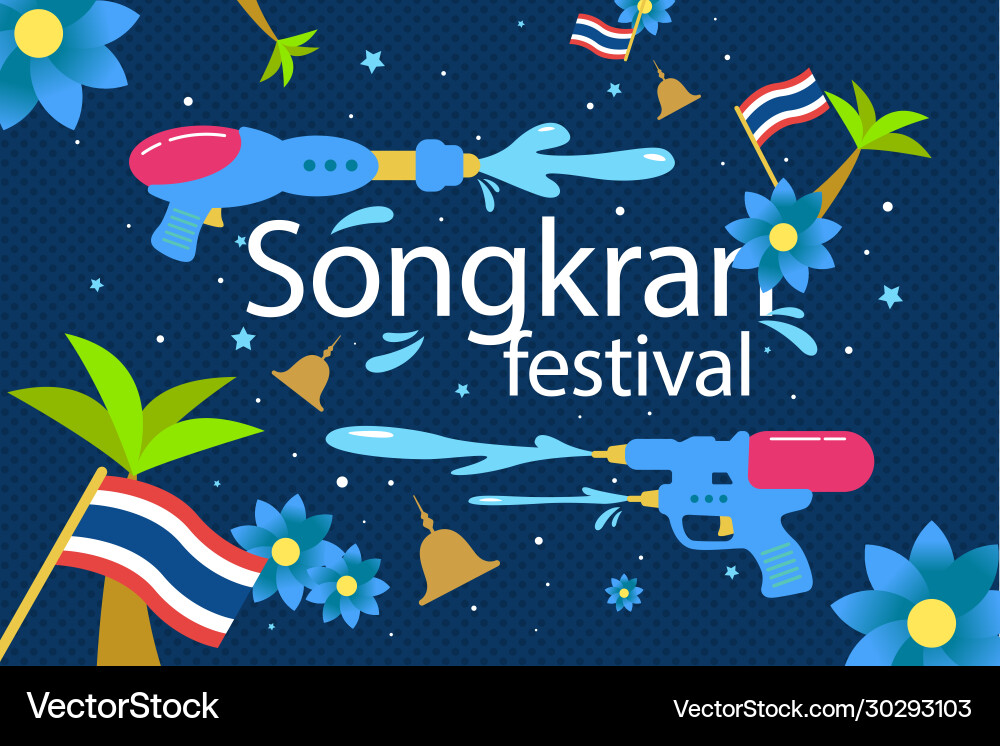 Realistic songkran concept design Royalty Free Vector Image
