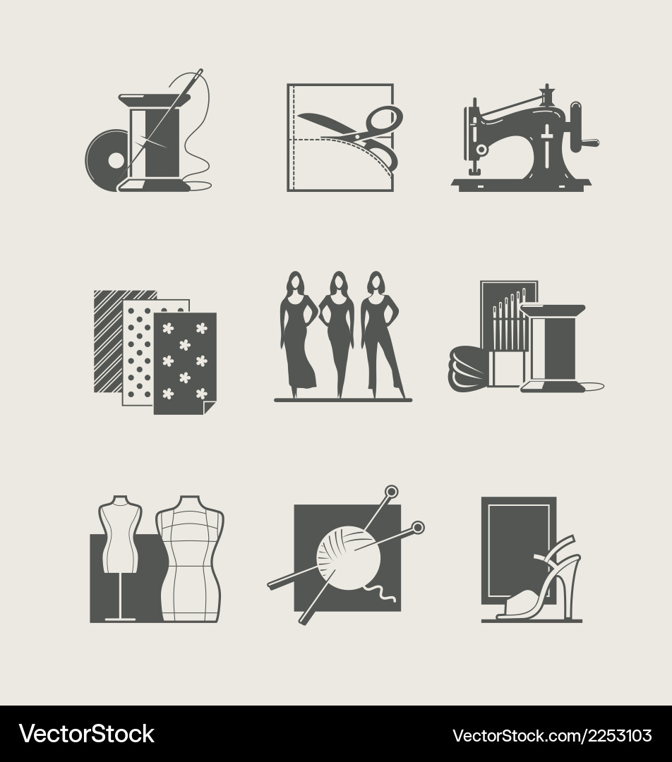 Sewing set of icons Royalty Free Vector Image - VectorStock